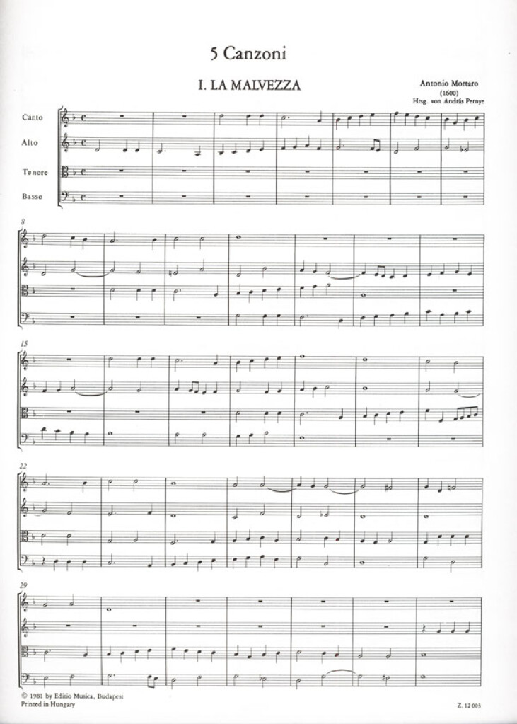 Partituras Y Ediciones Críticas · 5 Canzoni à 4 Partitura E Parti
